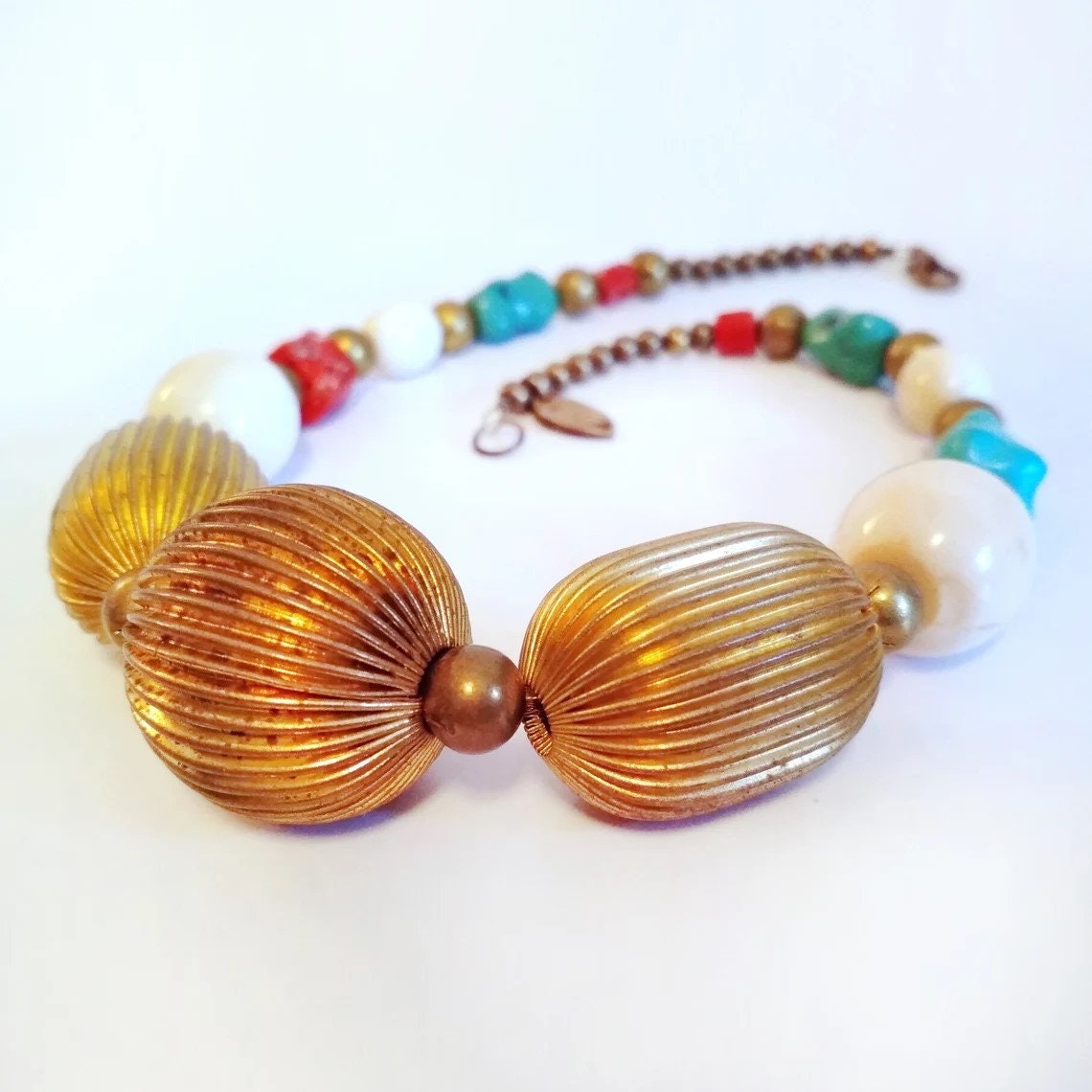 Famous Carlo Zini Beaded Art Deco-inspired Vintage Necklace Turquoise ...