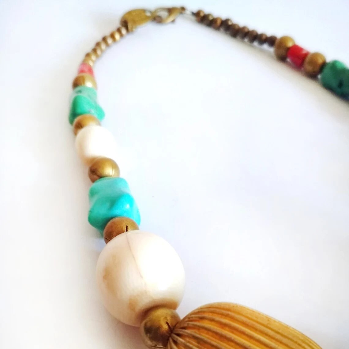 Famous Carlo Zini Beaded Art Deco-inspired Vintage Necklace Turquoise ...