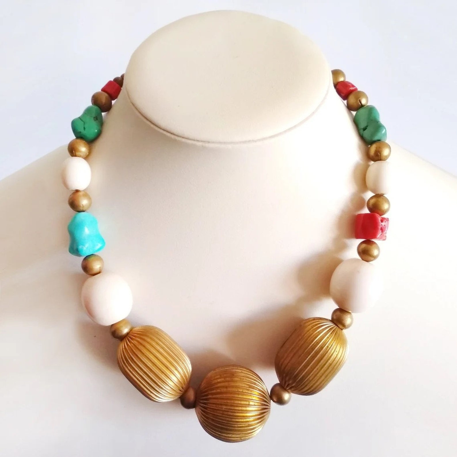 Famous Carlo Zini Beaded Art Deco-inspired Vintage Necklace Turquoise ...