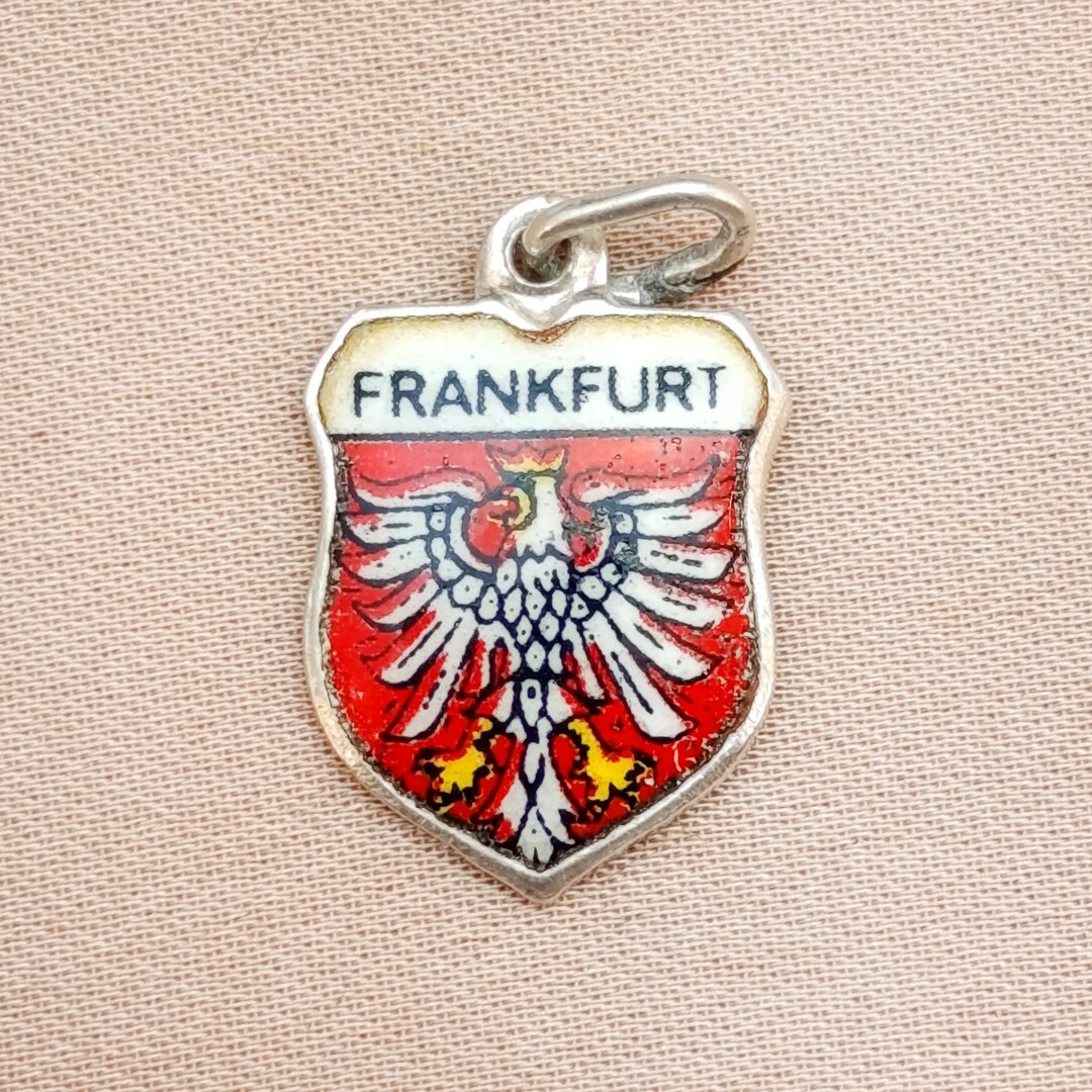Vintage Frankfurt Germany Crest Shield Silver Charm Pendant Town Coat ...