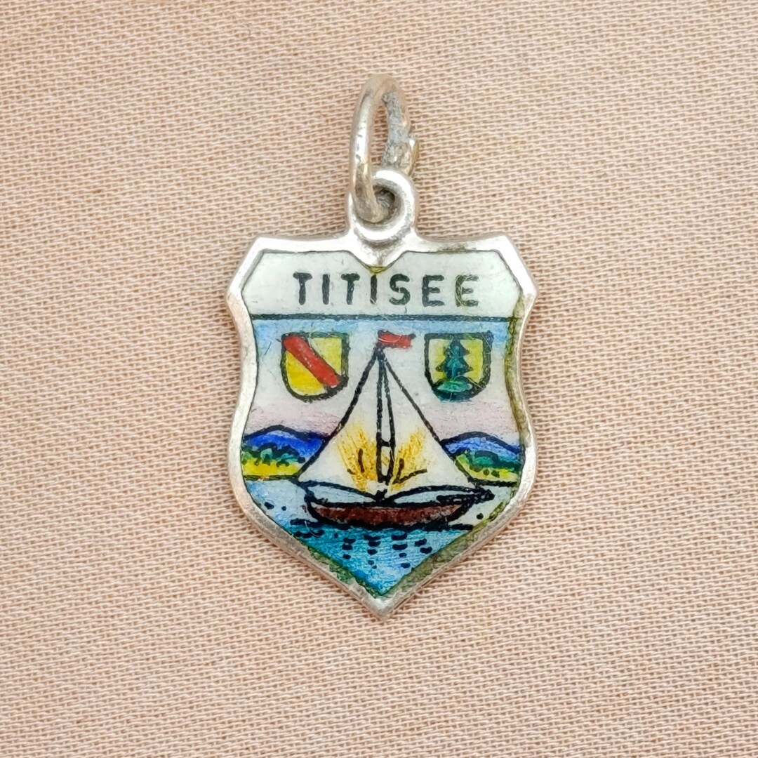 Vintage Titisee City Crest Shield Silver Charm Pendant Town Coat of ...