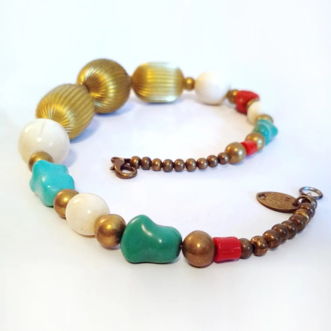 Famous Carlo Zini Beaded Art Deco-inspired Vintage Necklace Turquoise ...