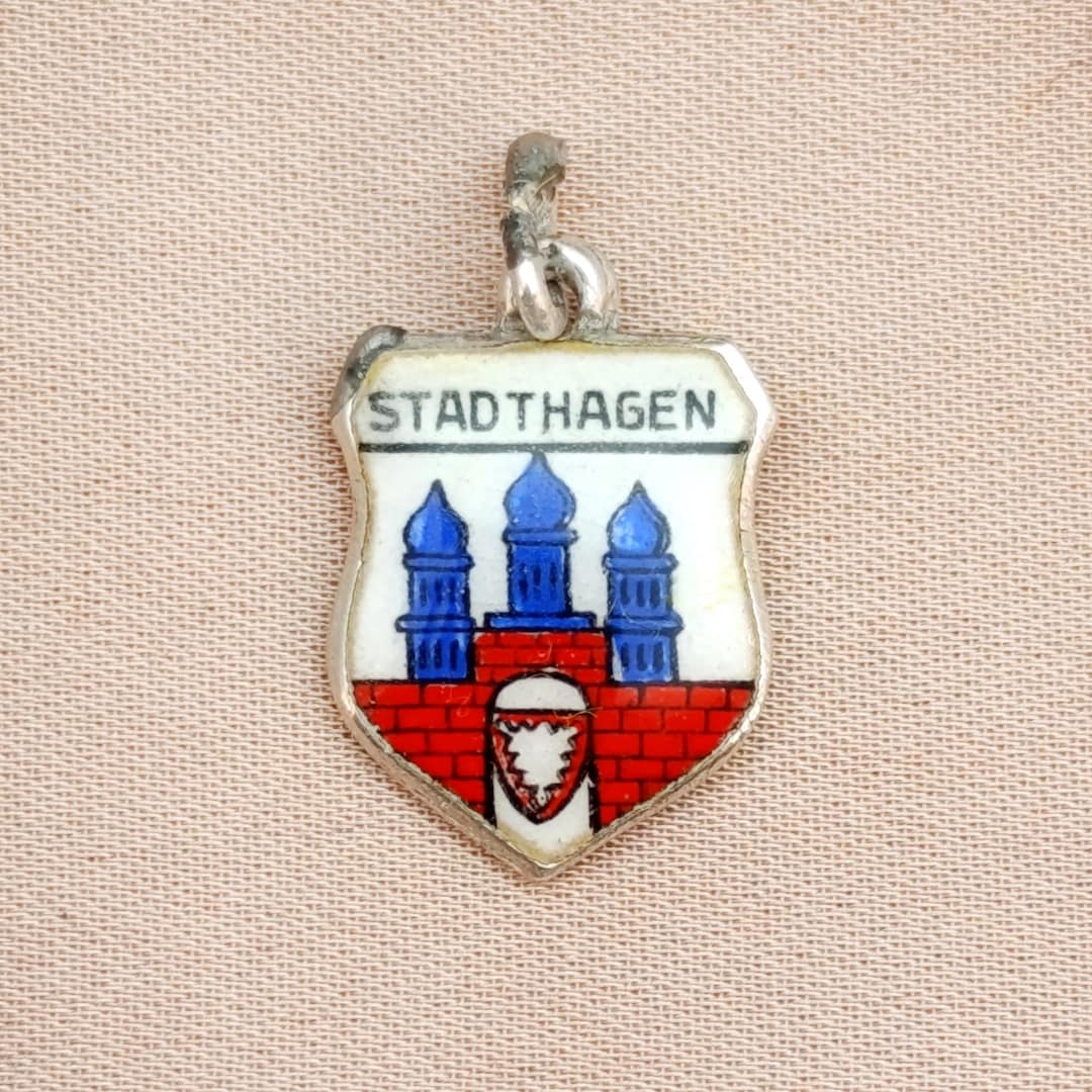 Vintage Stadthagen Germany Crest Shield Silver Charm Pendant Town Coat ...