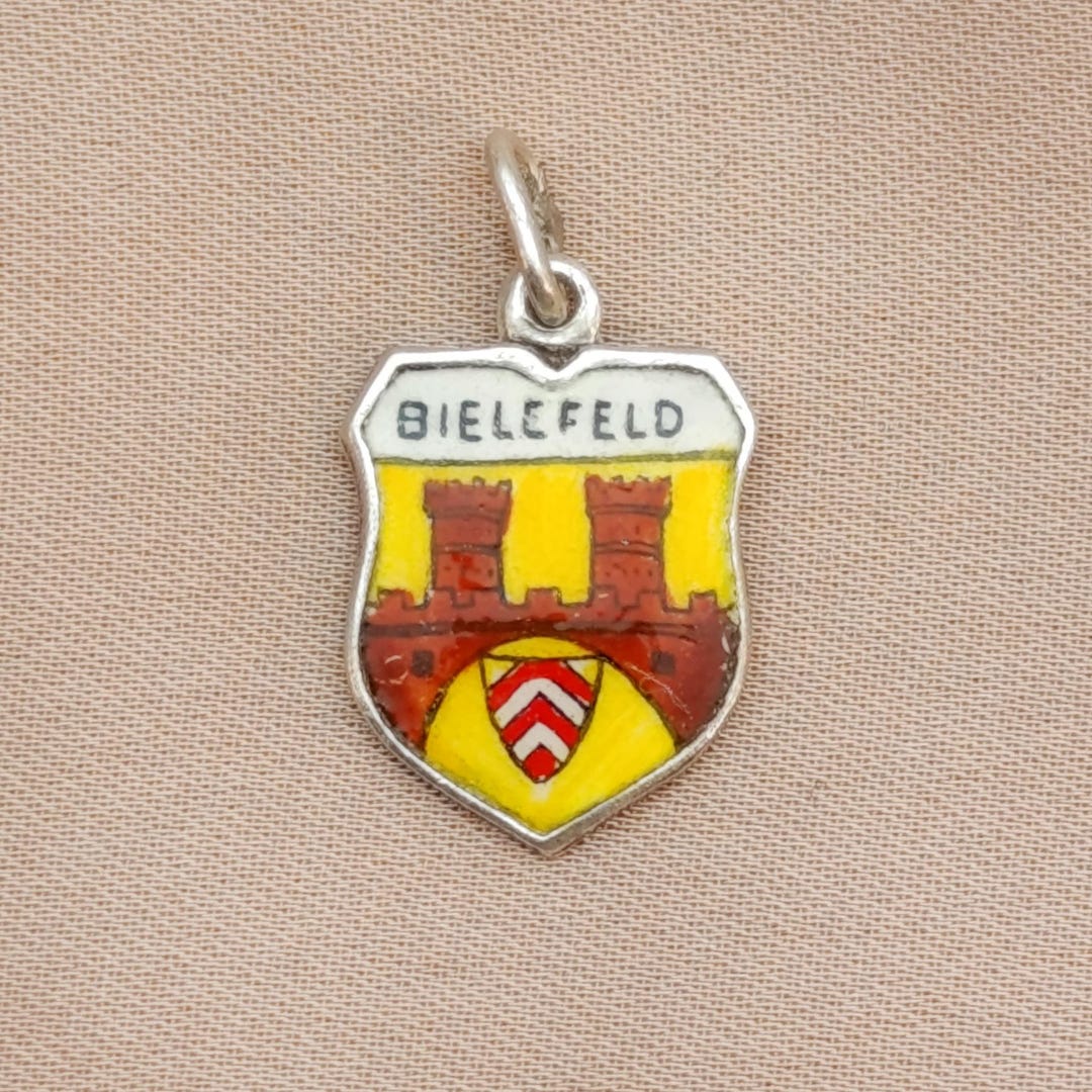 Vintage Bielefeld City Crest Shield Silver Charm Pendant Town Coat of ...
