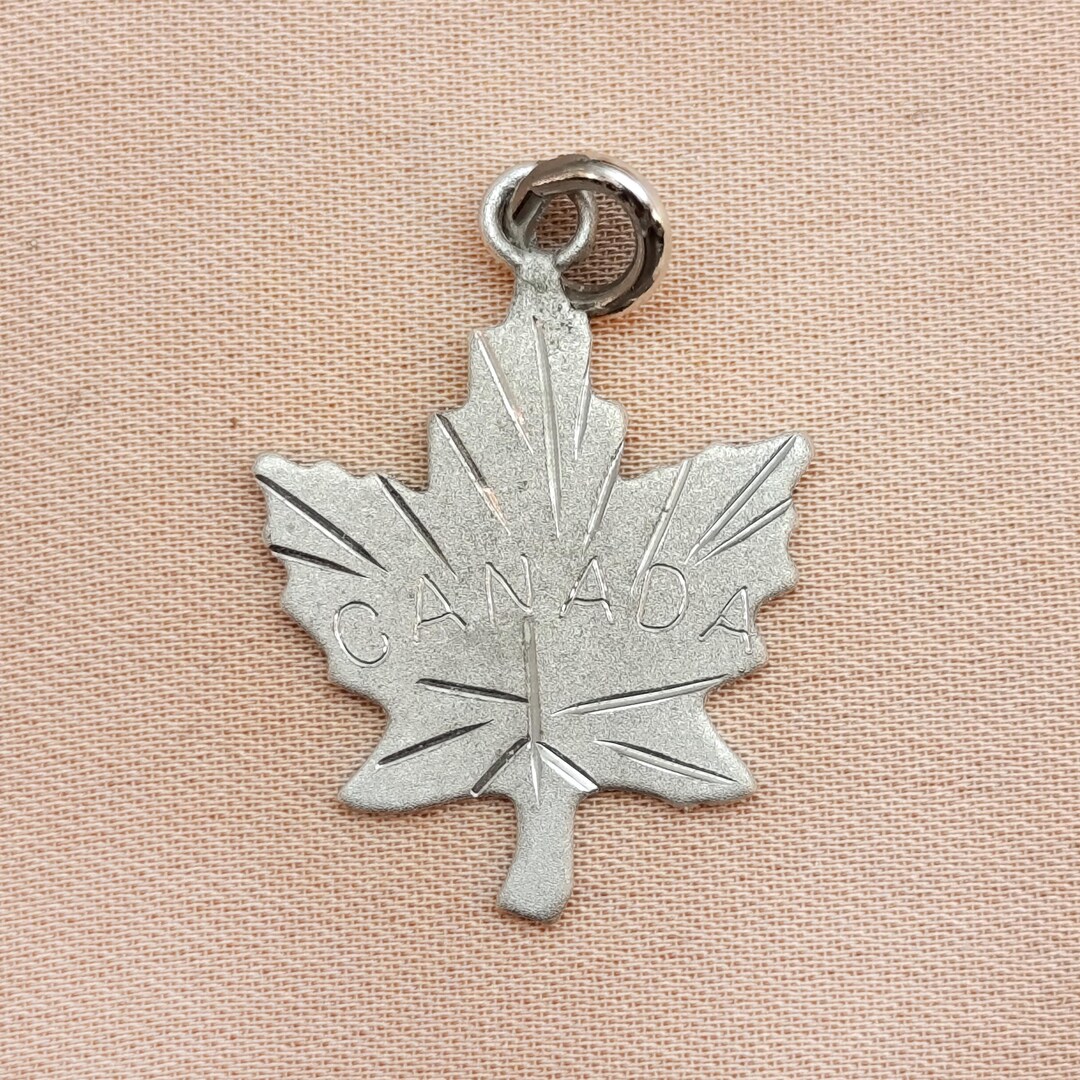 Vintage Canada Maple Leaf Fob Crest Shield Silver Charm Pendant Town ...