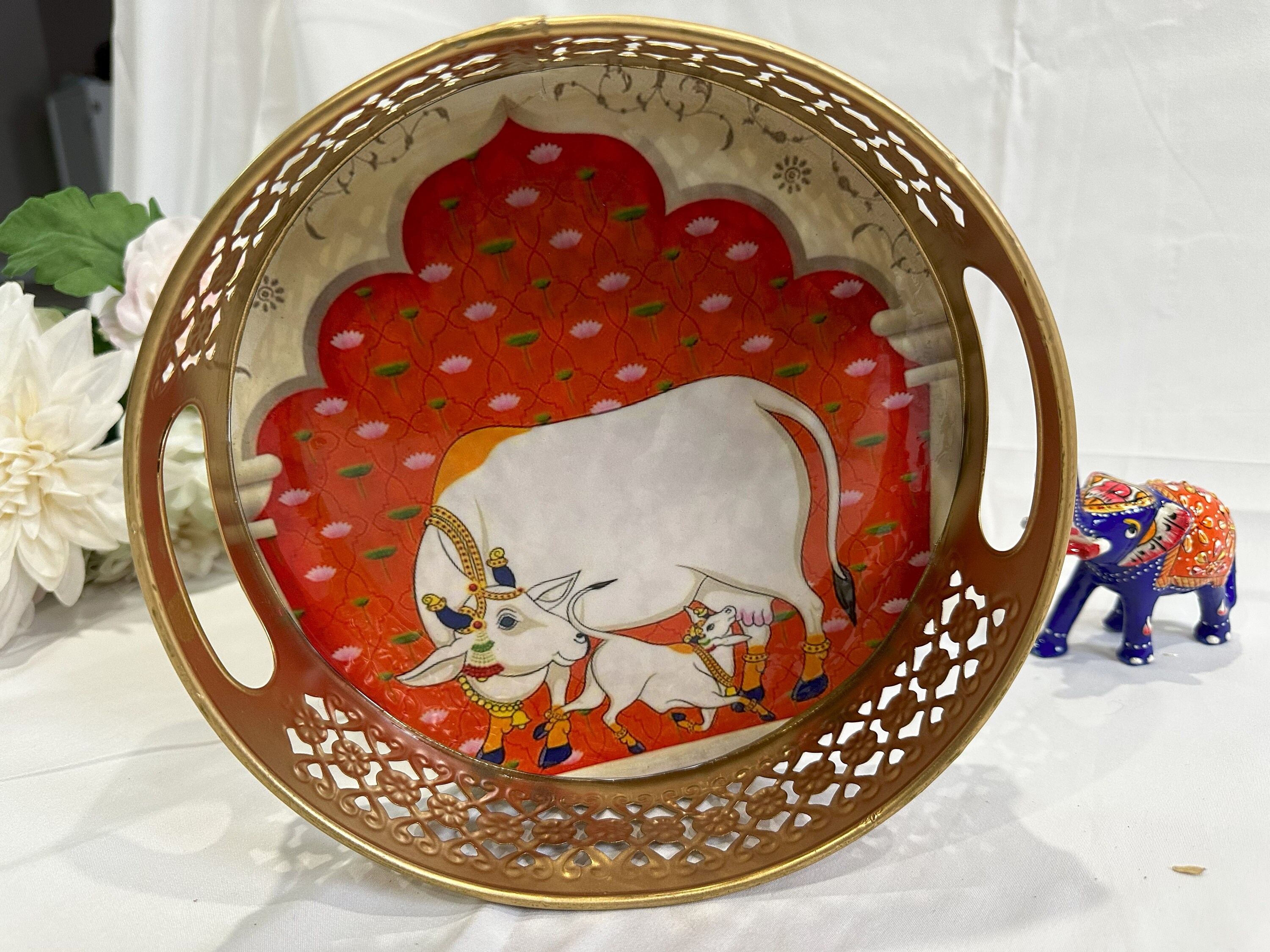 Laminated Pichwai Cow Print Round Trays - Etsy