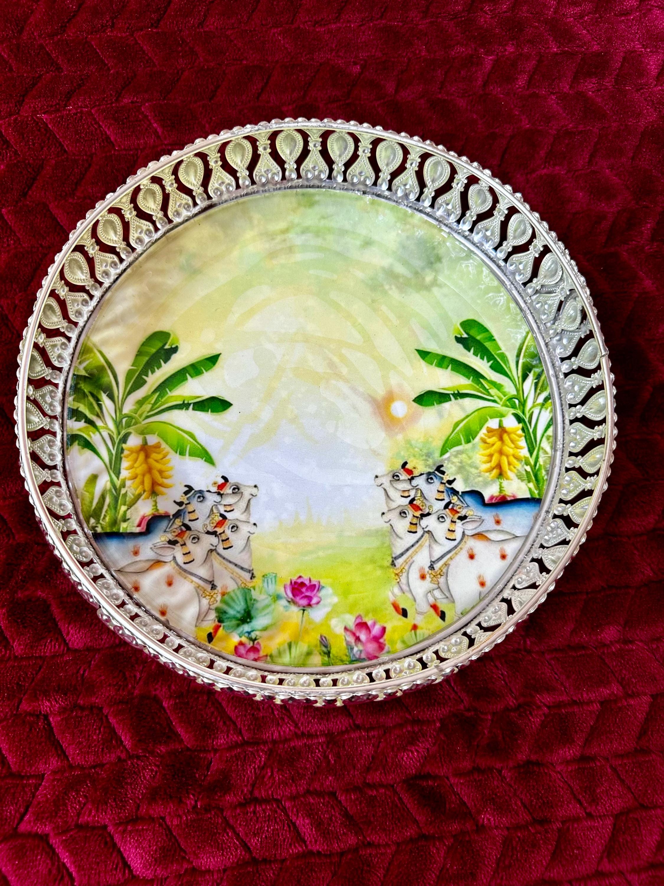 Laminated Pichwai Cow Print Round Trays - Etsy