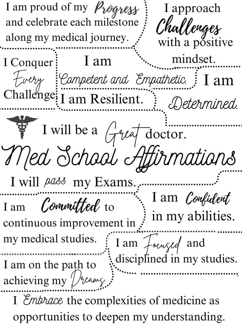 Med-school Daily Affirmations Printable Wall Art Affirmation Poster ...