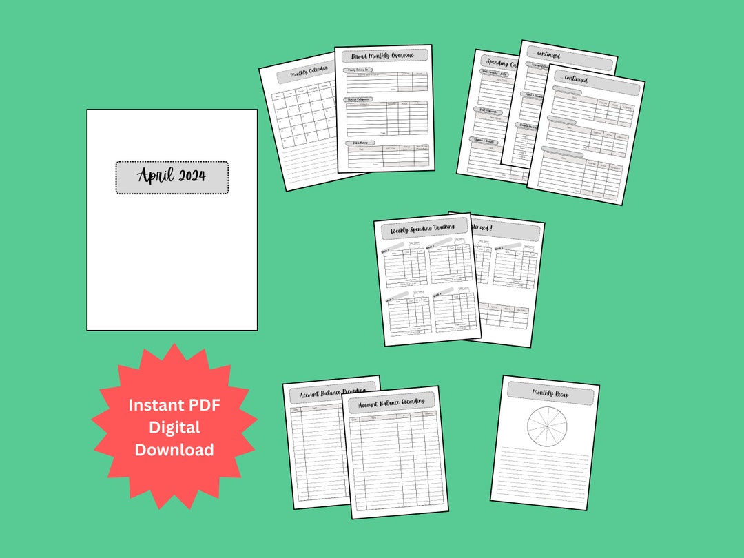 Simple and Feminine April 2024 Budget Worksheets Instant Printable PDF ...