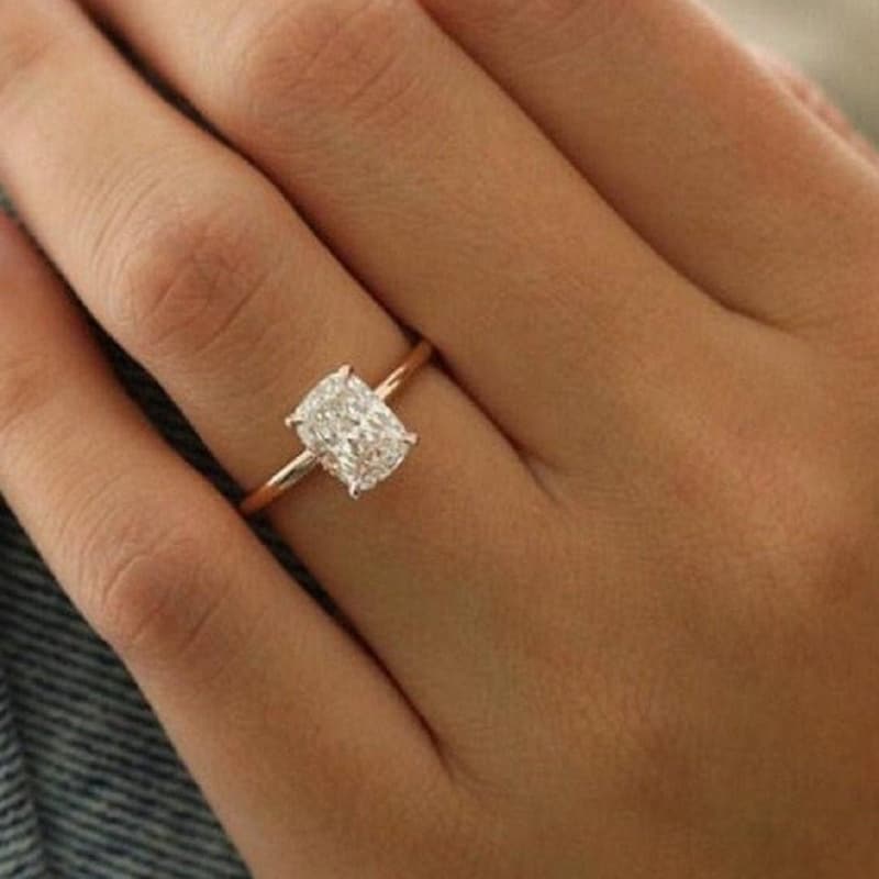 Cushion Cut Halo Etsy