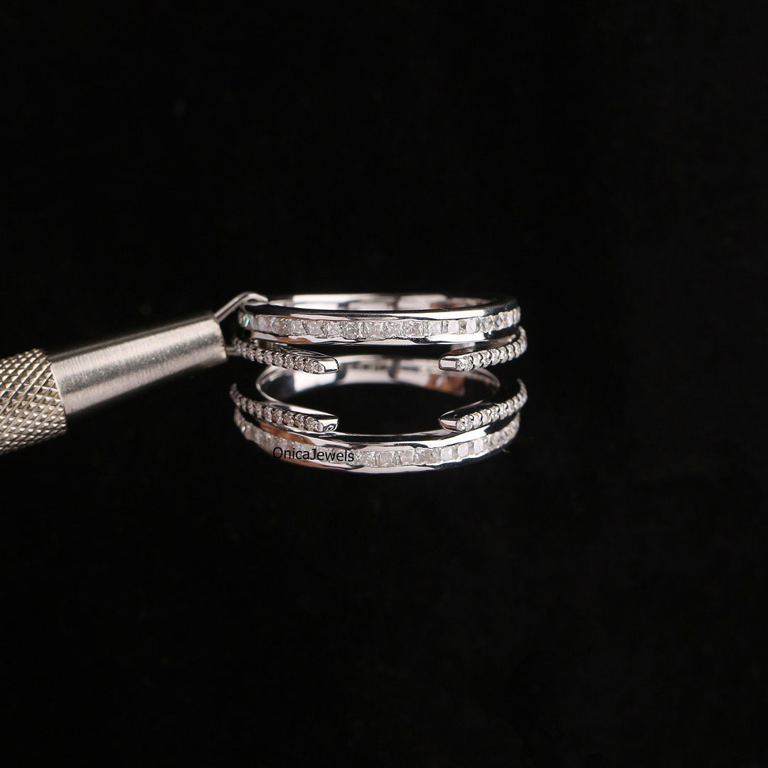 Aggie Wedding Ring Jacket in 14K Gold, Channel Set Enhancer Ring ...