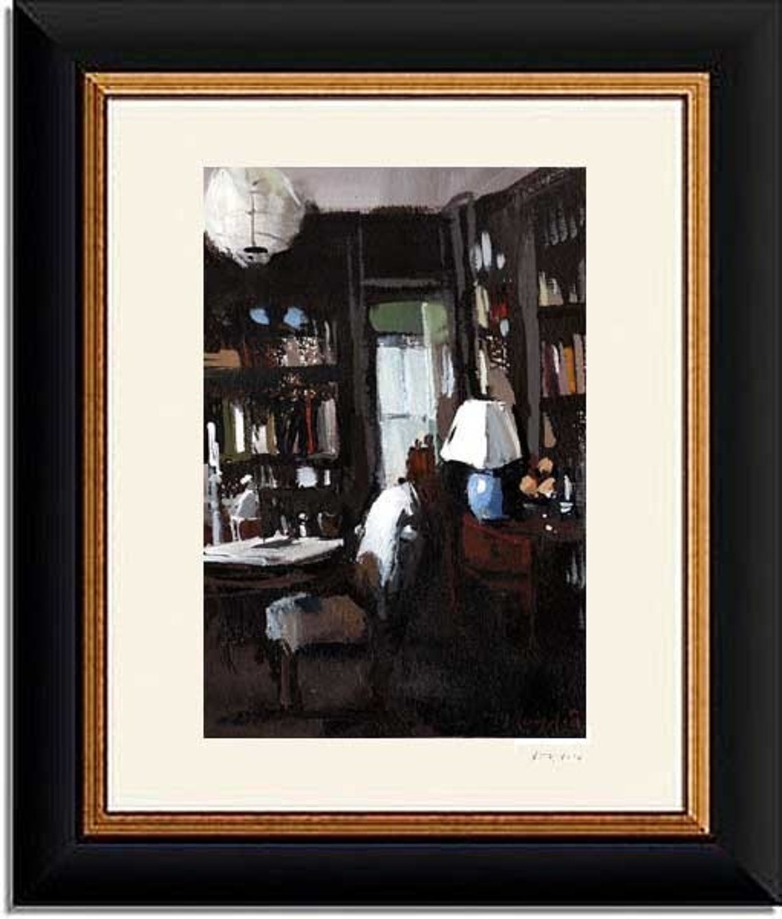 Art Print Library Books Study Interior Dark Dark Study by - Etsy