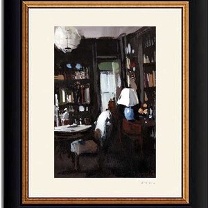 Art Print Library Books Study Interior Dark Dark Study by - Etsy