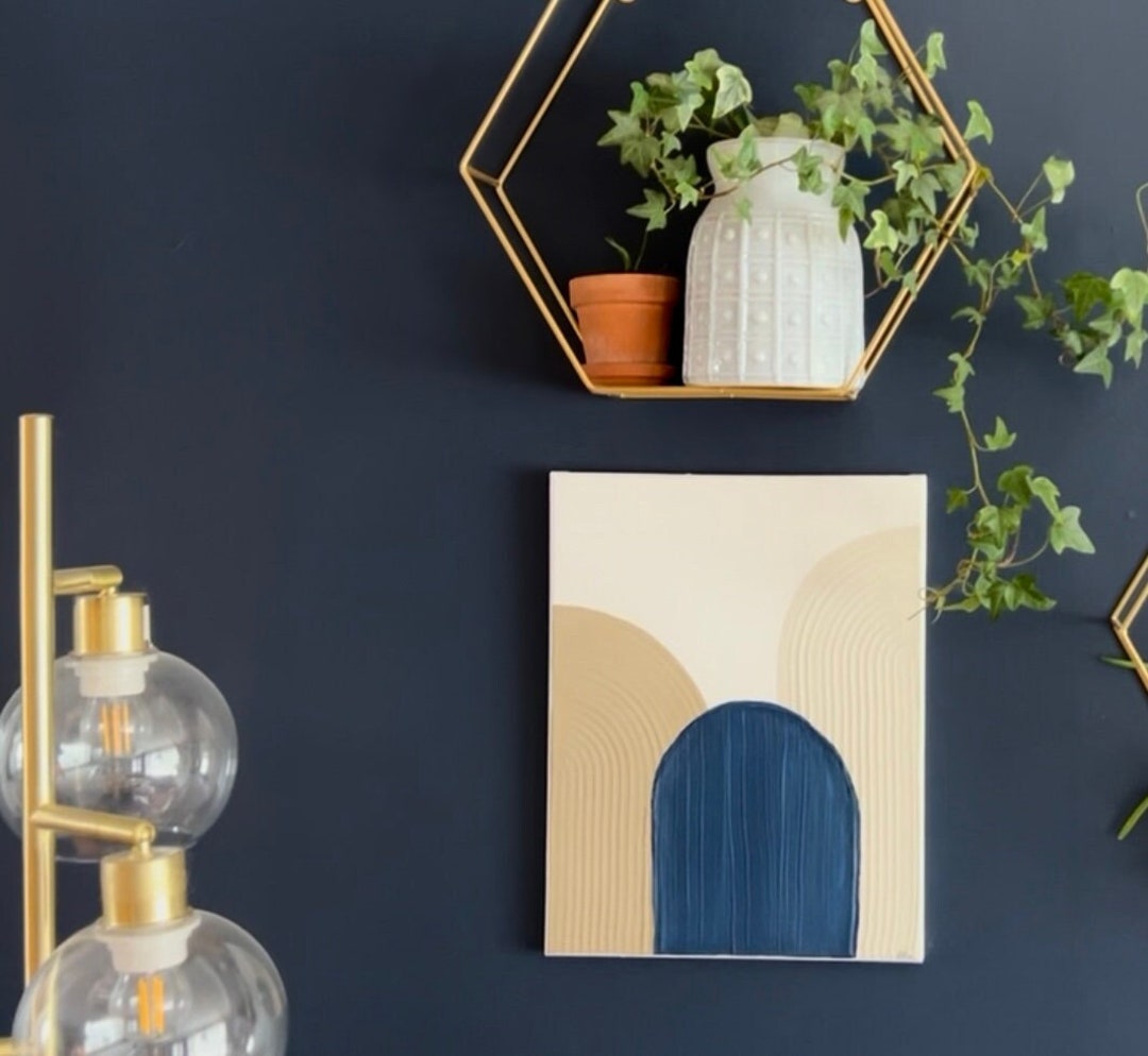 Navy Decor/ Textured Wall Art/ 3D Art/ Navy Arches/ Minimalist Art ...