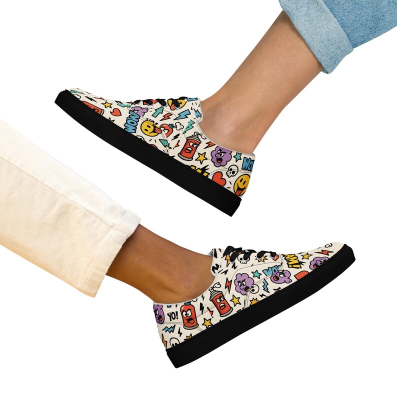 Comic Pop Art Sneakers: BAM WOW Cartoon Canvas Low Tops - Etsy