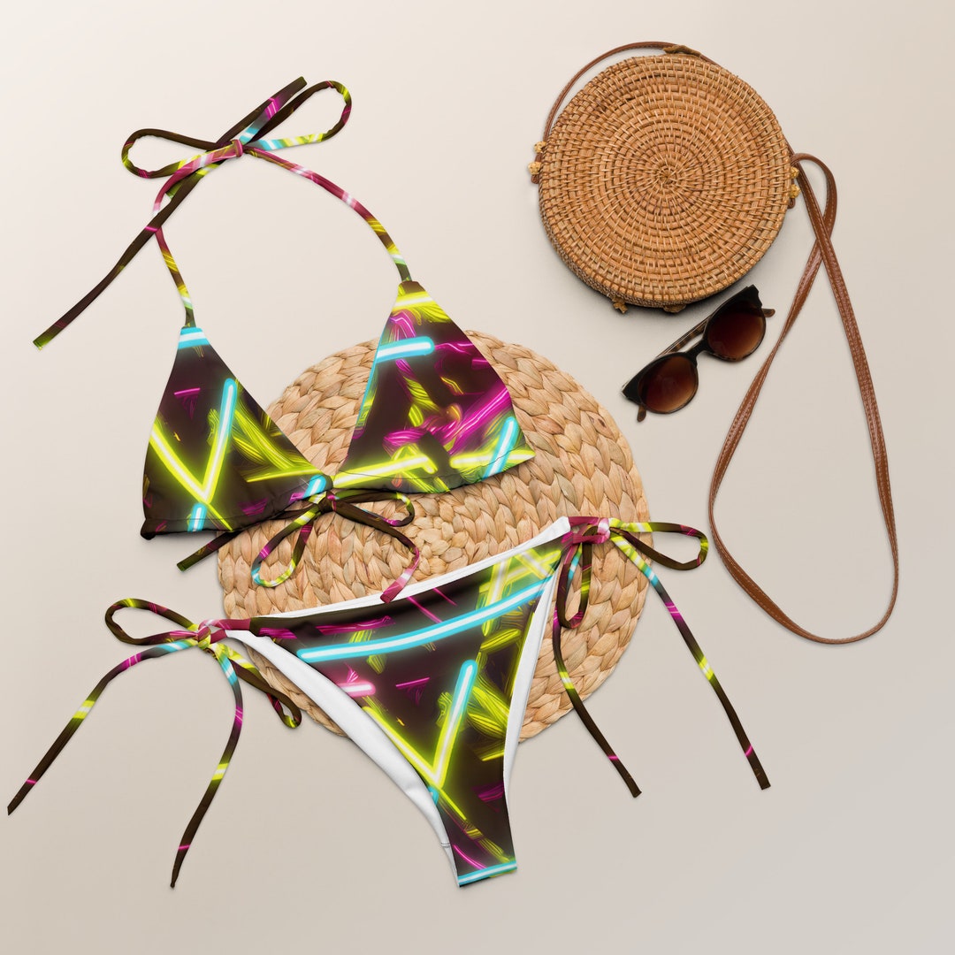 Neon Lights Bikini Set Stylish and Comfortable Swimwear for Your Beach ...