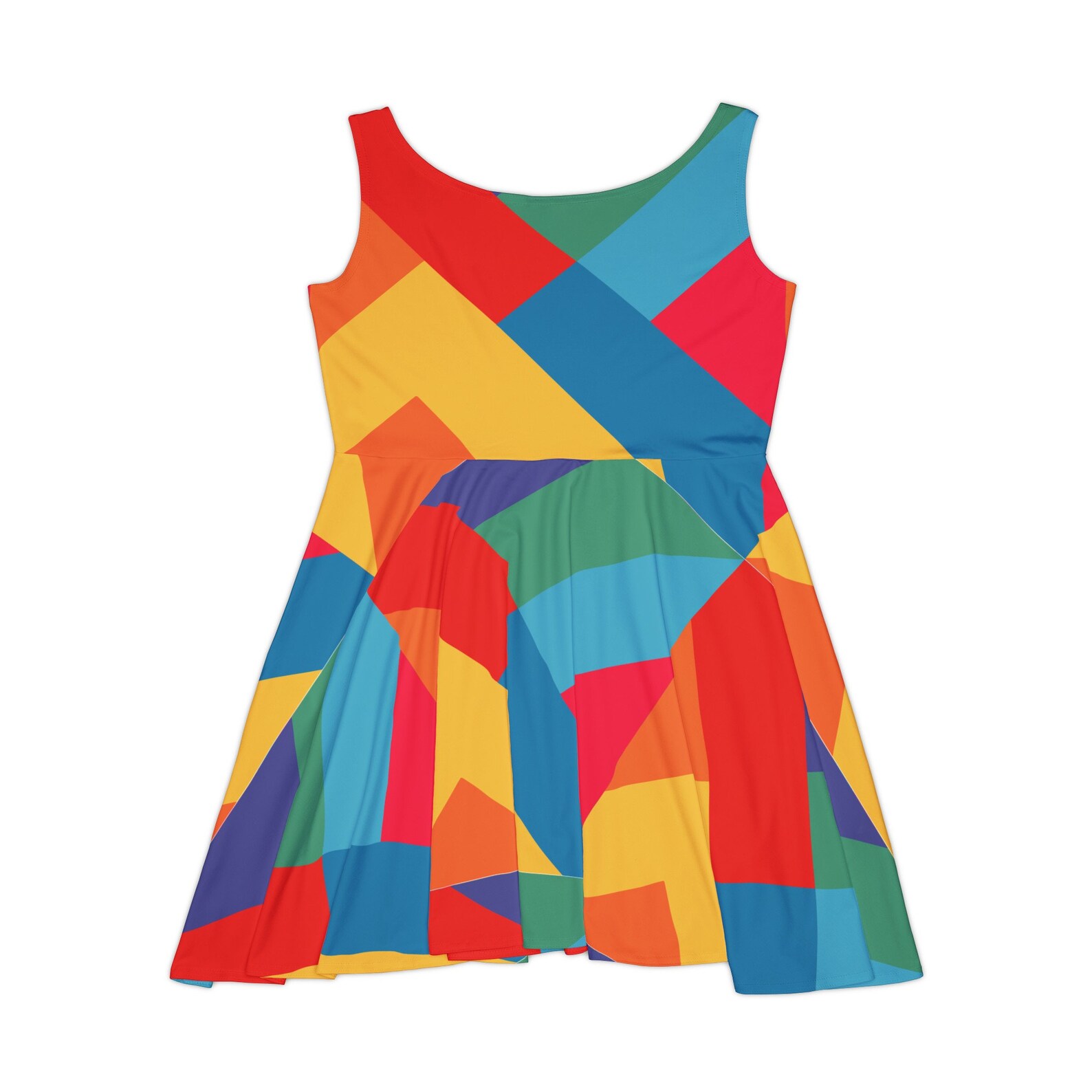 Kaleidoscope Dream Skater Dress - Bold Geometric Color Block Party ...