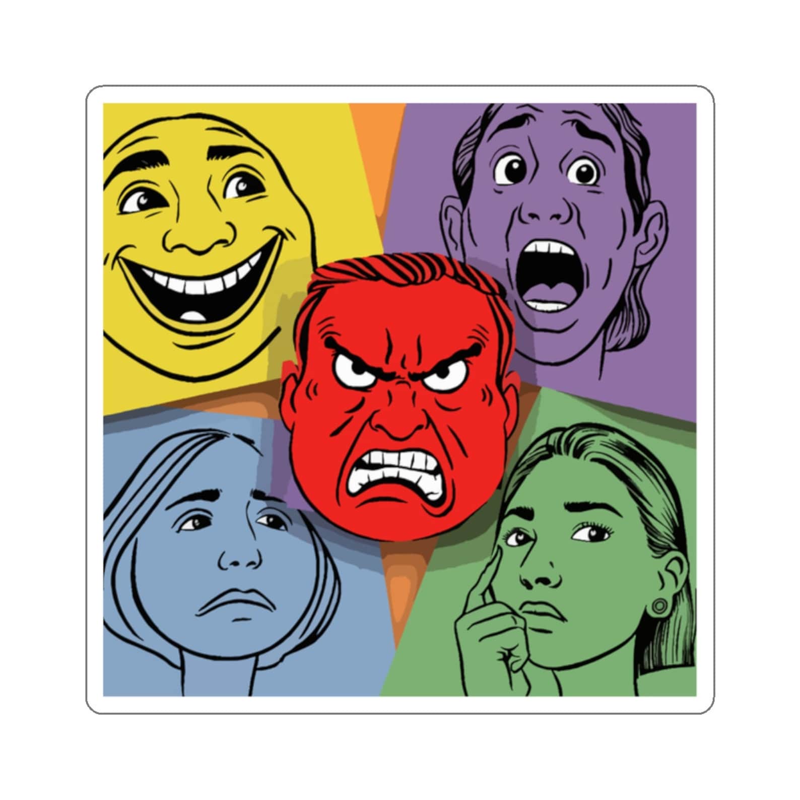Emotions Spectrum Faces Sticker - Etsy