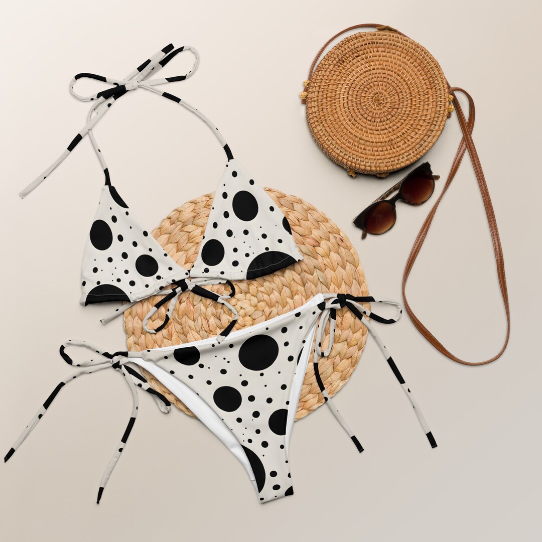 Polka Dot Bikini: Chic Black and White Tie-back Swimwear - Etsy UK