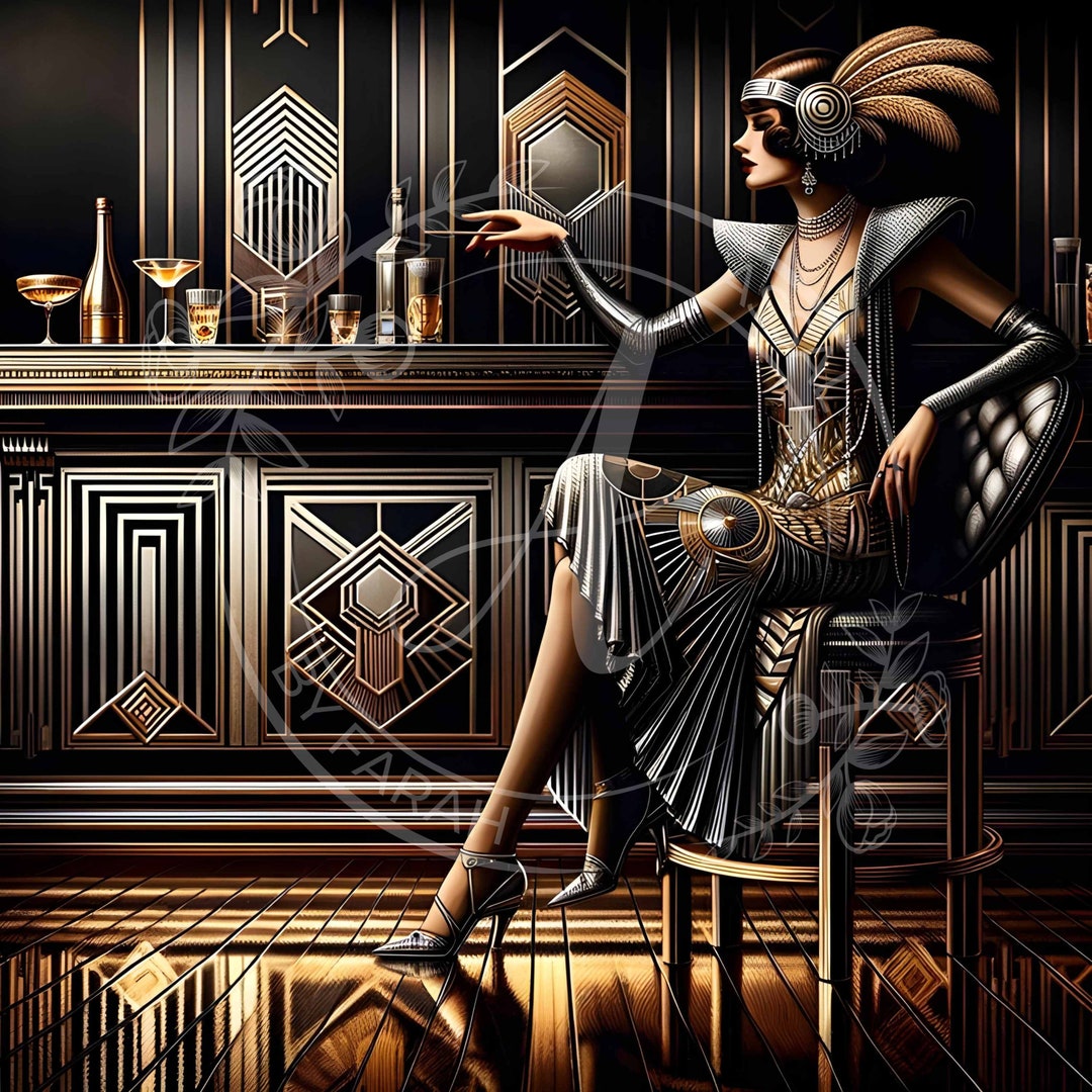 Flapper Girl Print, 1920 Gatsby Style Flapper Girl Fashion Digital Art ...