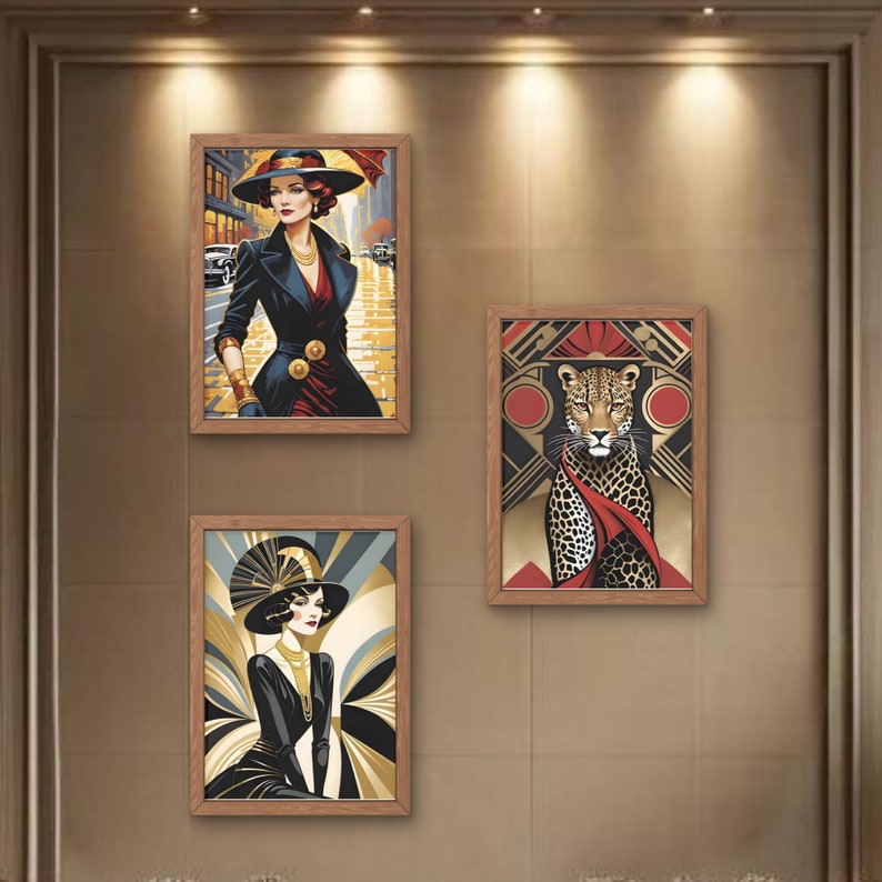 Roaring Twenties Art Deco Collection 1920s Wall Art - 3 Glamorous ...