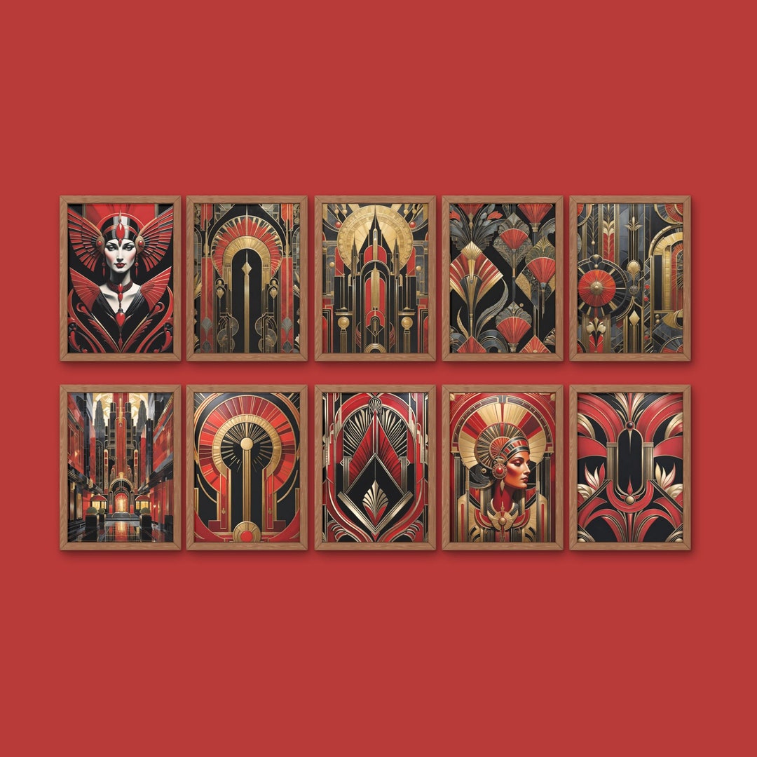 Roaring Twenties Art Deco City Wall Art Collection, Retro Wall Art 10 ...
