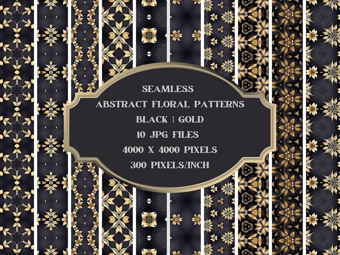 Black and Gold Seamless Luxury Digital Pattern, Elegant Designs-10 High ...