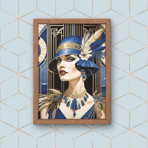 Roaring Twenties Art Deco Collection, Retro Wall Art- 5 Glamorous ...