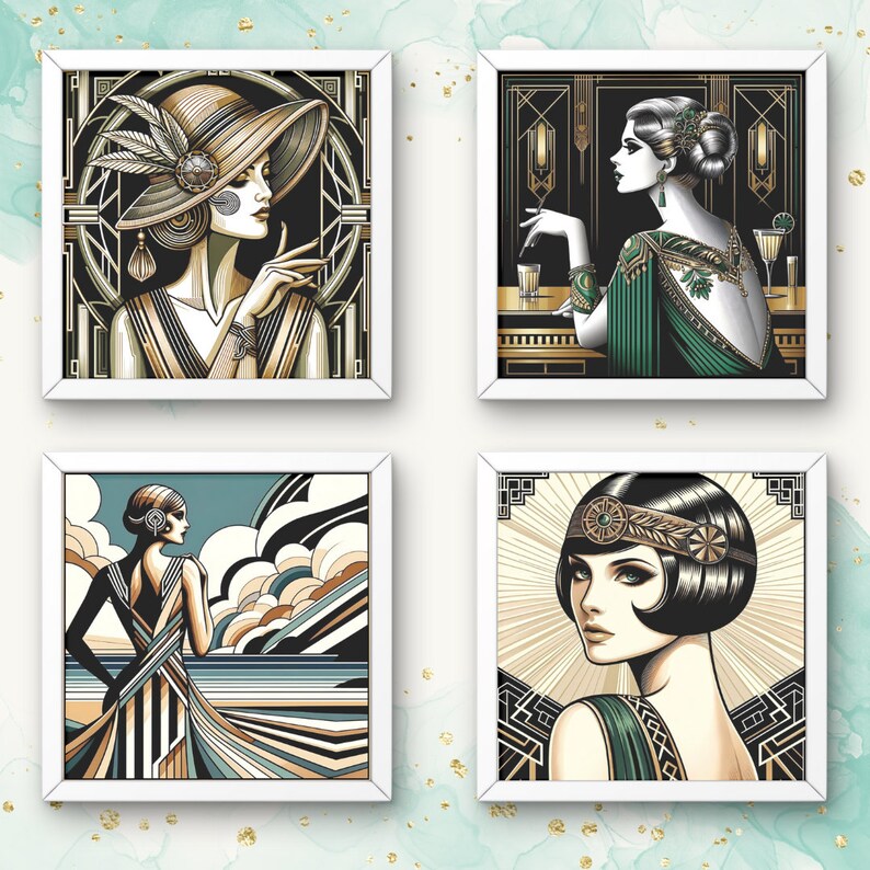 Roaring Twenties Art Deco Collection - 16 Glamorous Digital Paintings ...