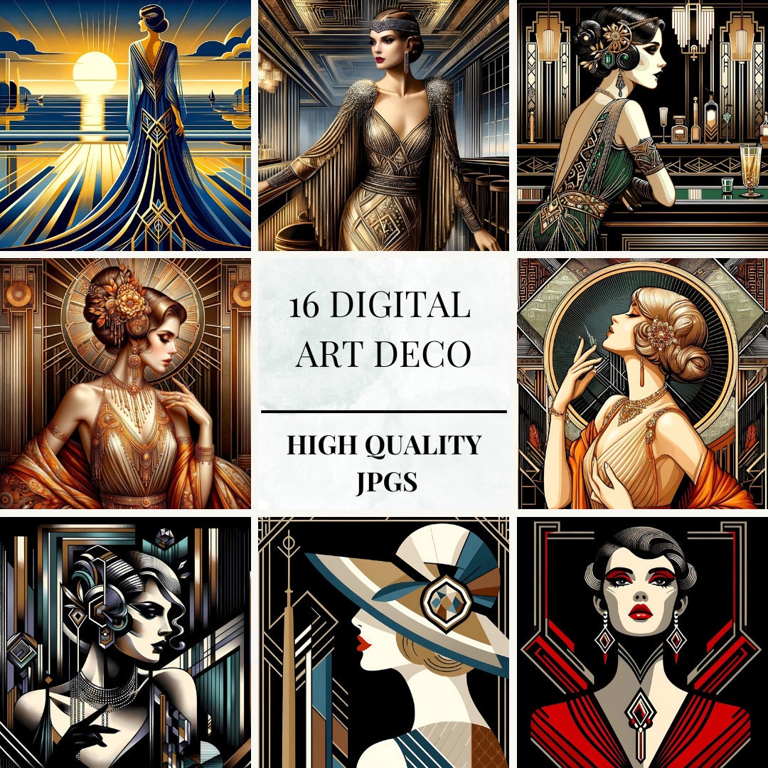 Roaring Twenties Art Deco Collection - 16 Glamorous Digital Paintings ...