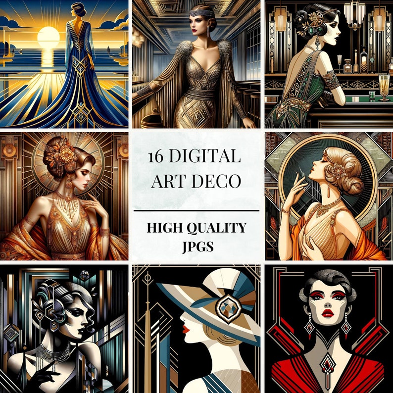 Roaring Twenties Art Deco Collection 16 Glamorous Digital Paintings - Etsy