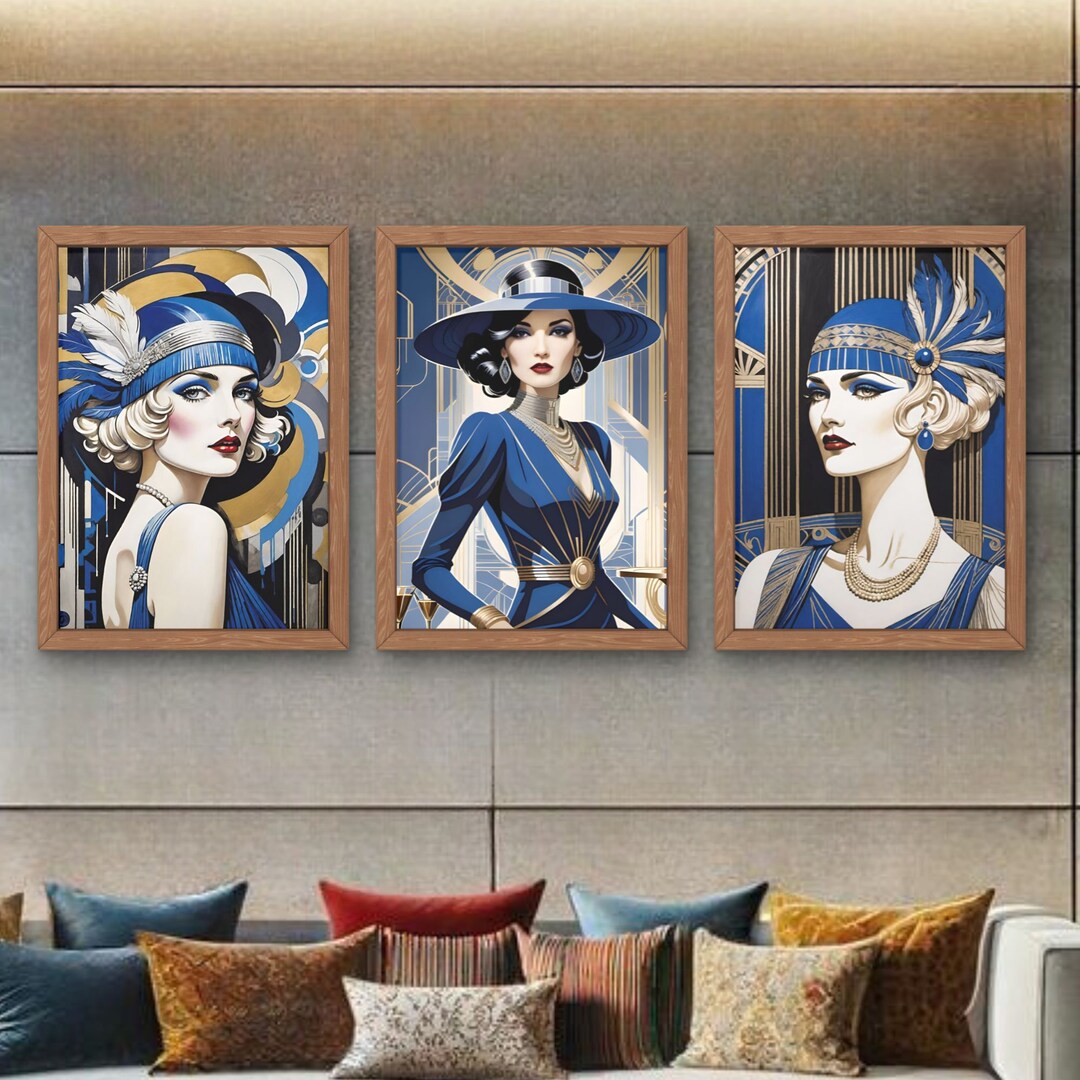 Roaring Twenties Art Deco Collection, Retro Wall Art- Glamorous Digital ...