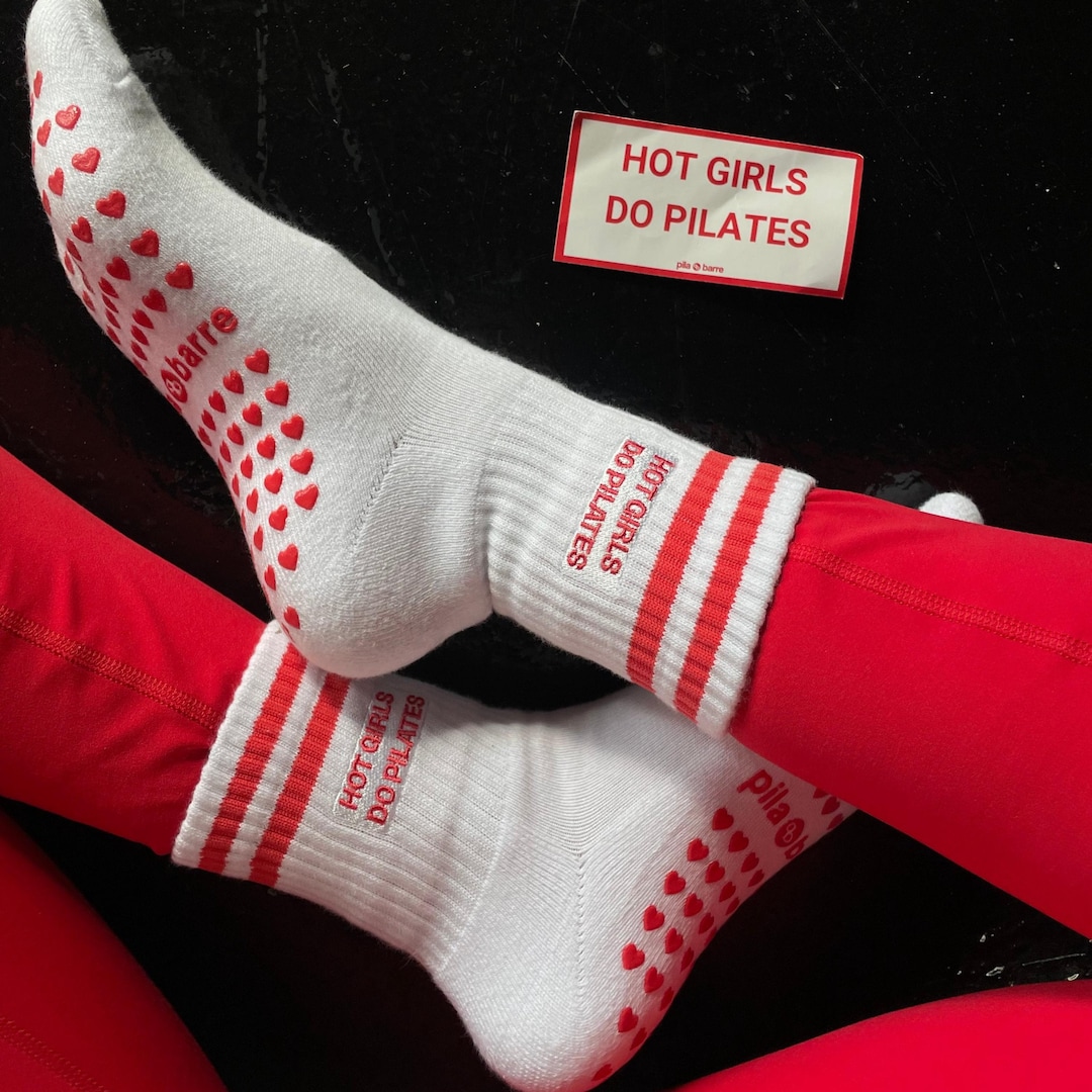 Hot Girls Do PILATES Sock WHITE/RED - Etsy