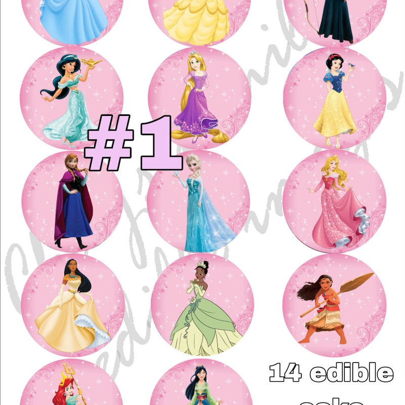 Princess Edible Cupcake Toppers - Etsy