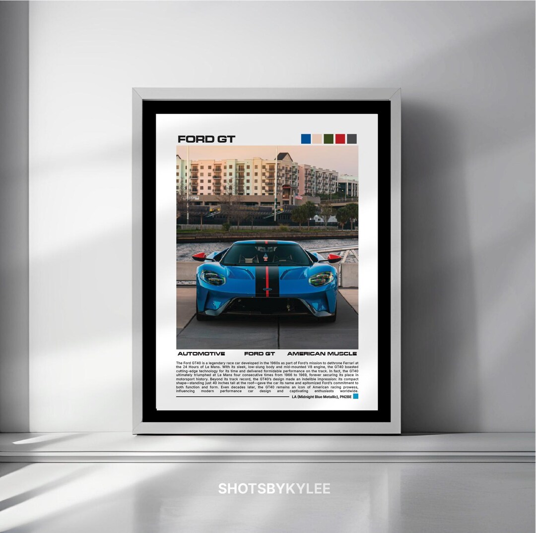 FORD GT Poster, Wall Art, Poster, Car Art, Car Poster, Ford Poster ...