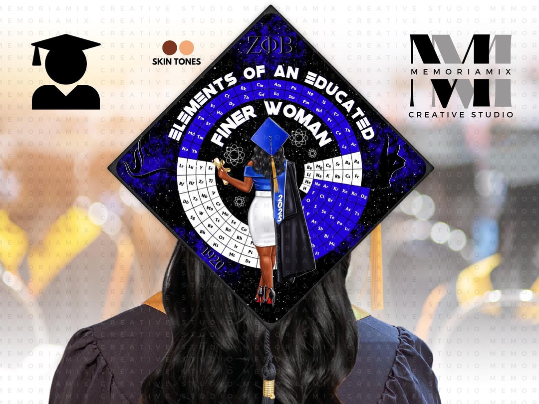 Zeta Phi Beta Graduation Cap Topper: Educated Finer Woman Celestial ...