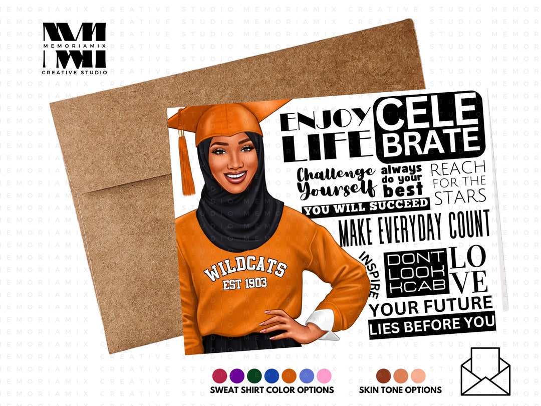 Personalized Hijab Graduation Card, Muslim Student Grad, Hijabi ...