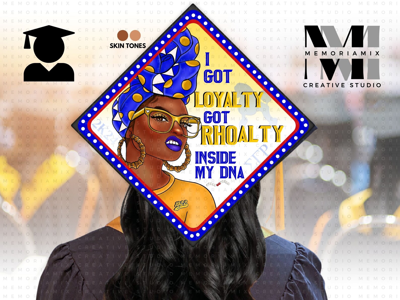 Sigma Gamma Rho Sorority, Rhoalty Inside My DNA, Graduation Cap Topper ...