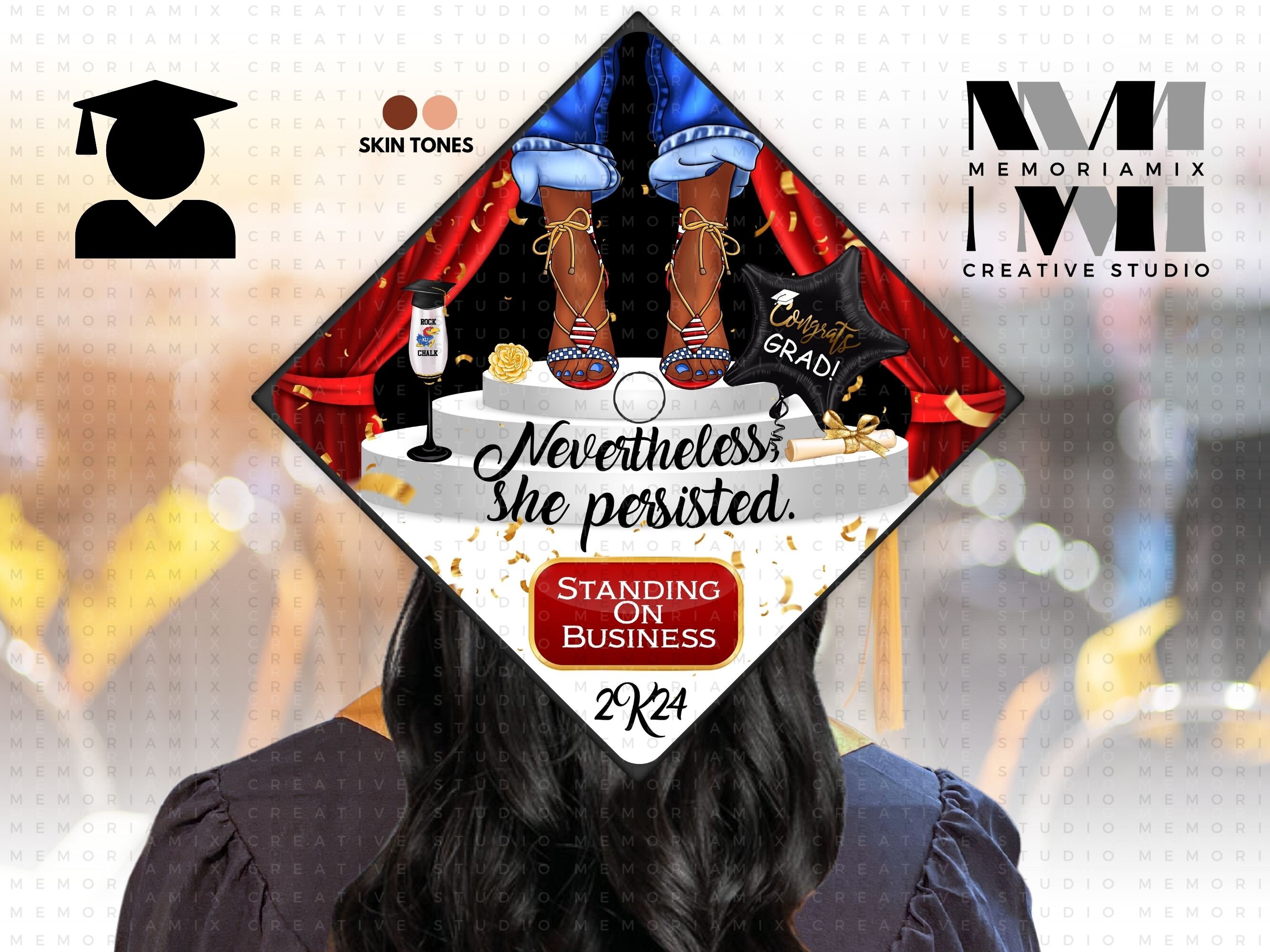 Personalized Grad Cap Topper, Nevertheless She Persisted Graduation Cap ...