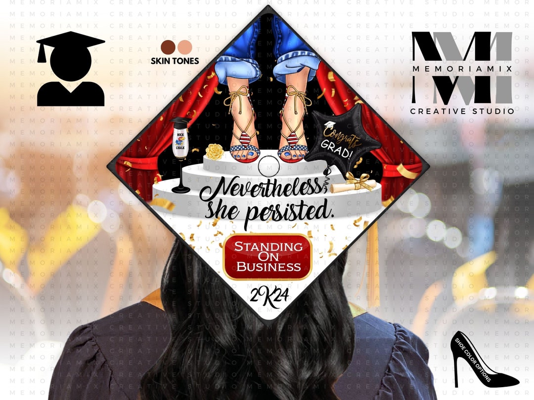 Personalized Grad Cap Topper, Nevertheless She Persisted Graduation Cap ...