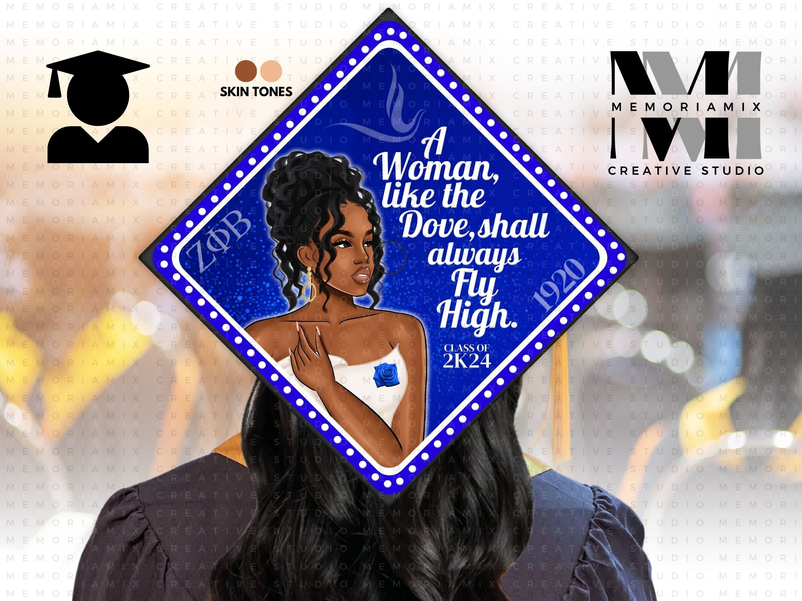 Zeta Phi Beta Sorority Dove Graduation Cap Topper, Graduation Cap ...