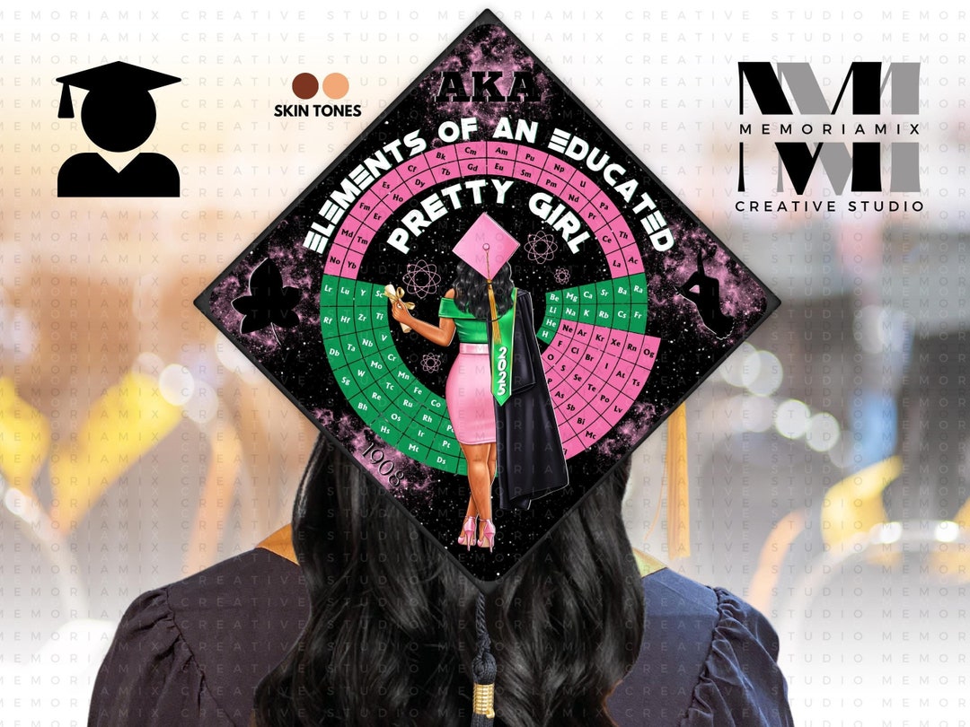 AKA Graduation Cap Topper: Educated Pretty Girl Sorority Design - Etsy