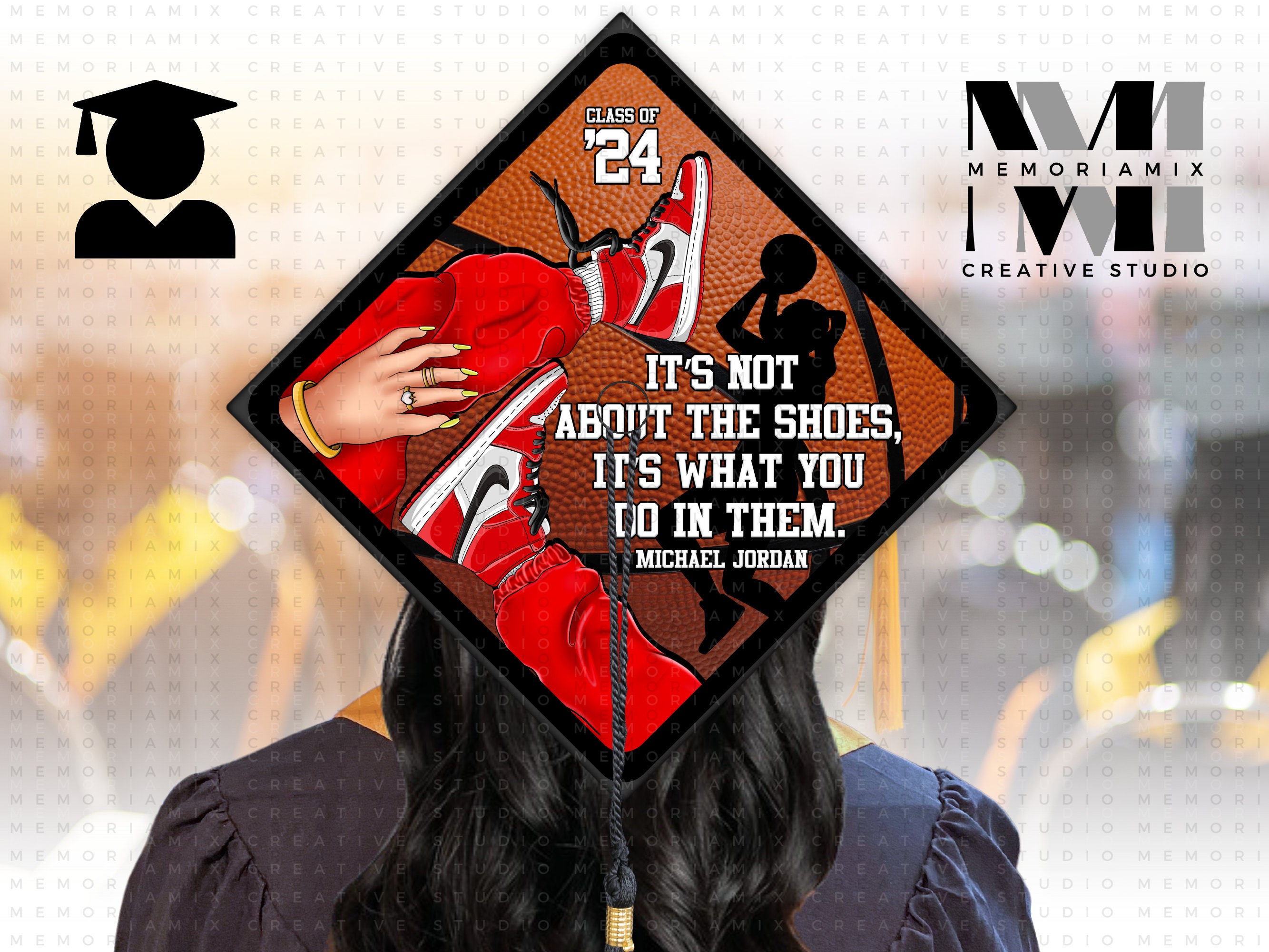 Jordan Themed Graduation Cap Topper, Graduation Cap, Graduation Cap ...