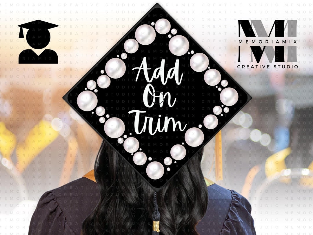 Rhinestone or Pearl Graduation Cap Topper Border, Classy Bling - Etsy