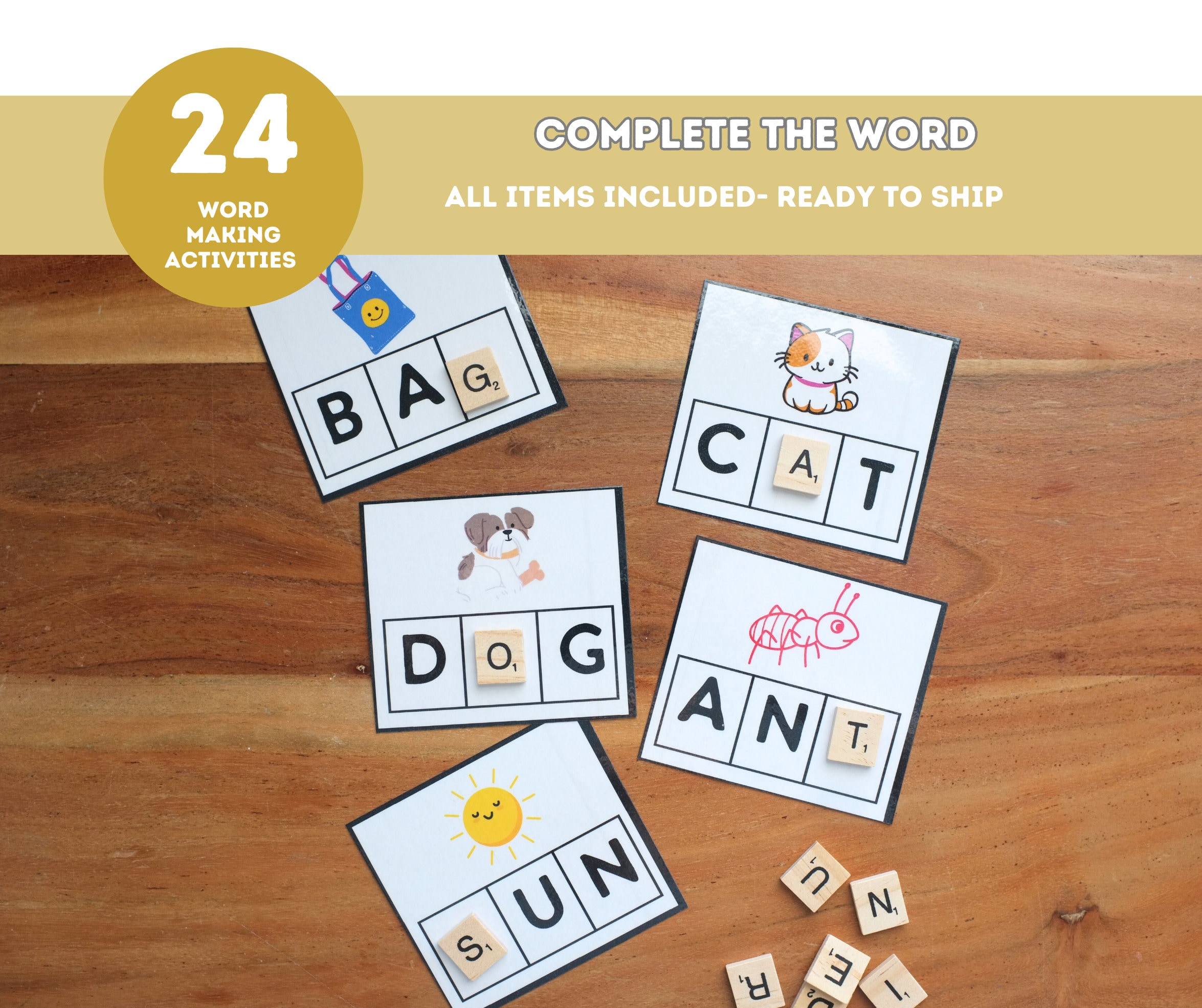 Complete the Word Activity, Busy Bag, Learning Activity for Preschooler ...