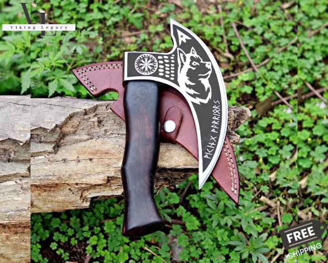 Custom Hand Forged Unique Pizza Cutter With Ash Wood Shaft, Viking ...