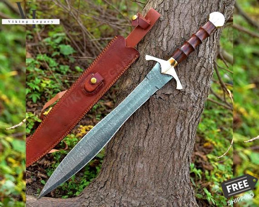 Damascus Steel Handmade Short Sword for Pirate, Medieval Cosplay Viking ...