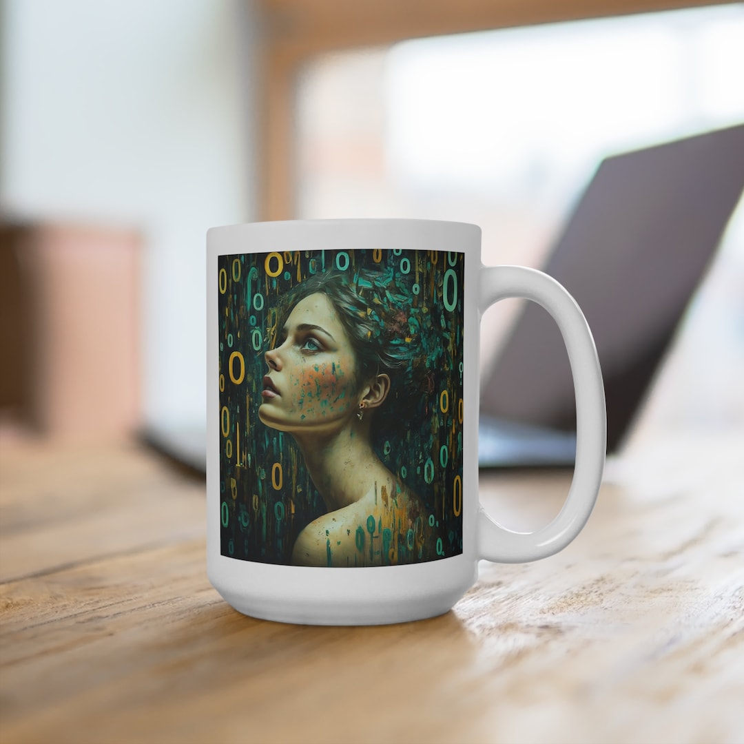 Woman Face Mug, Female Face Design, Abstract Art Mug, Oil Painting Mug ...