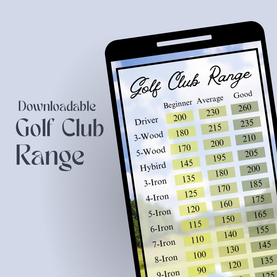 Digital Download Golf Club Range Yardage Card Downloadable Card - Etsy