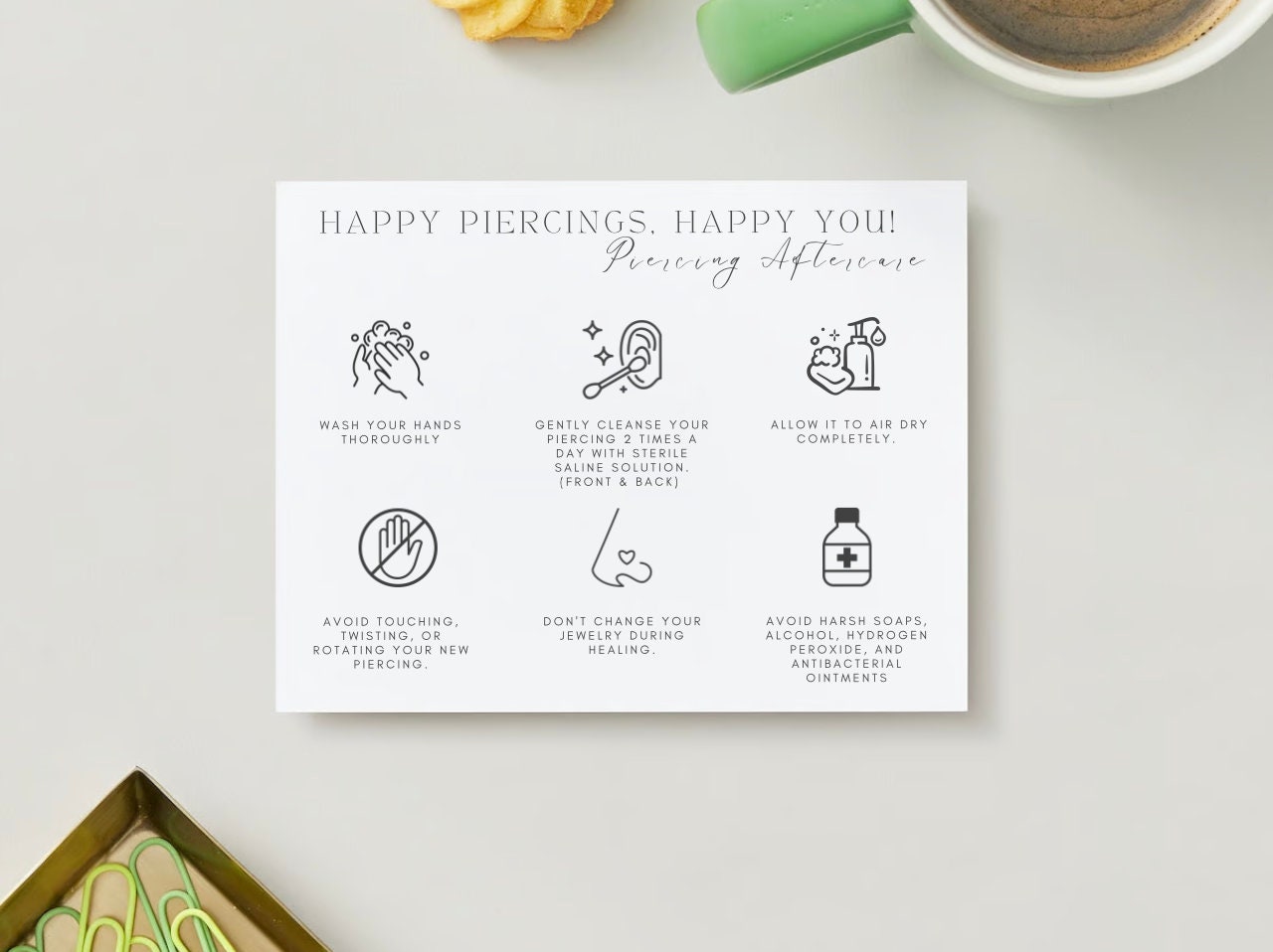 PIERCING AFTERCARE CARD | Instruction Card | Piercings - Etsy